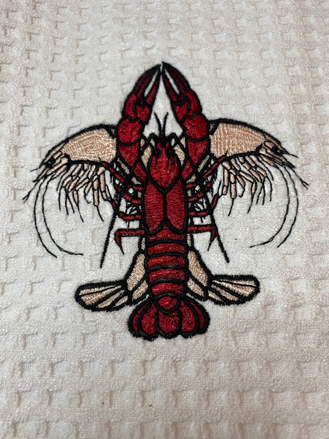 Decorative, Embroidered, Shrimp and Crawfish Fleur De Lis - Kitchen ...
