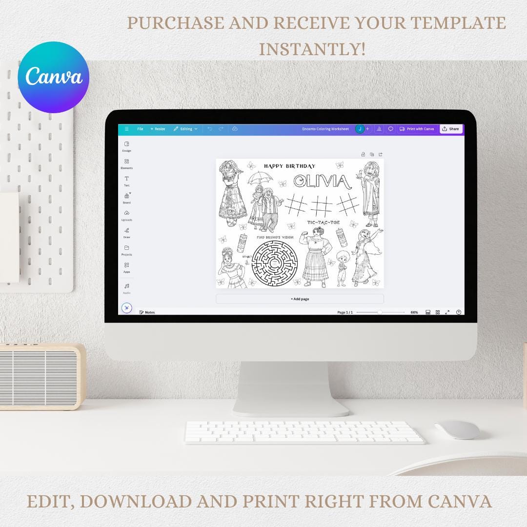 Encanto Activity and Coloring Sheet Canva Template - Etsy