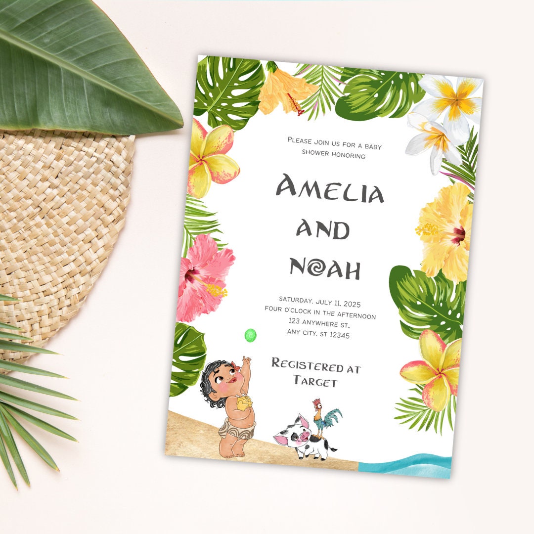 Moana Canva Invitation Template - Etsy