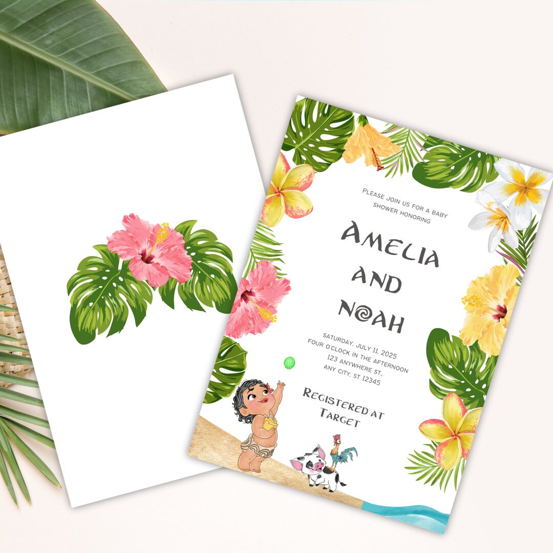 Moana Canva Invitation Template - Etsy