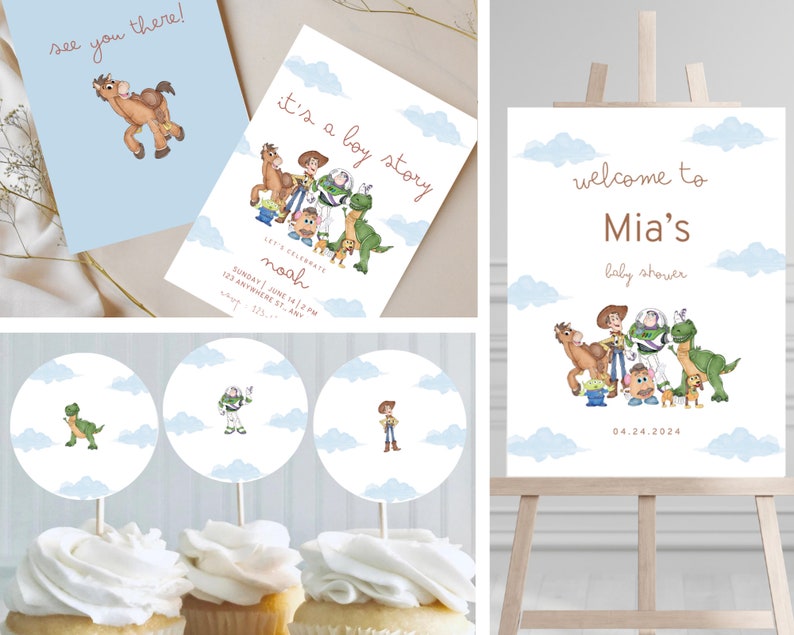 It's A Boy Story Baby Shower Bundle With Canva Templates - Etsy
