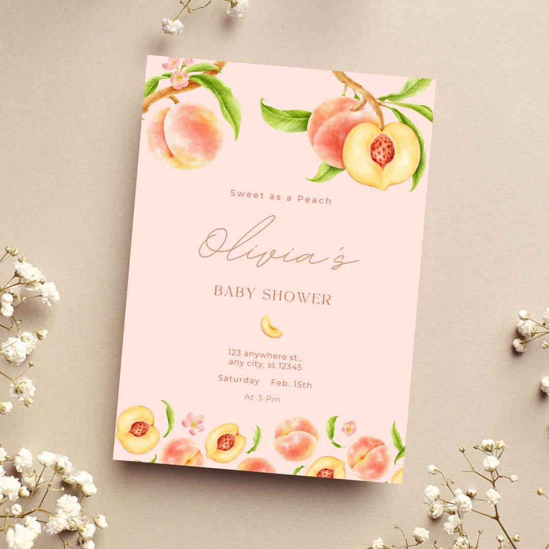 Sweet as a Peach Canva Invitation Template - Etsy