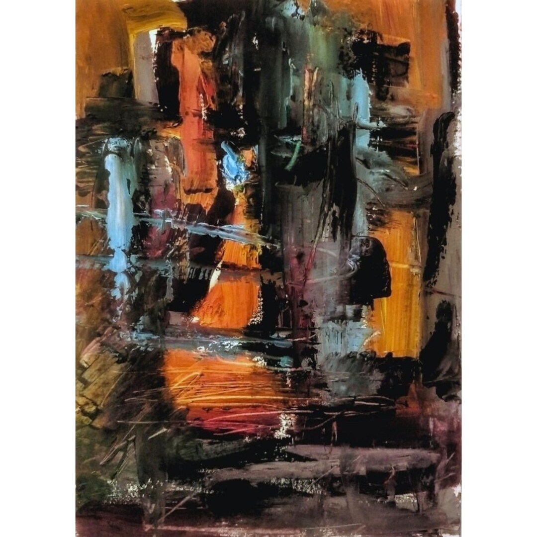 Original Abstract Oil Painting - "city Reflections" (18x25cm) | Framed ...