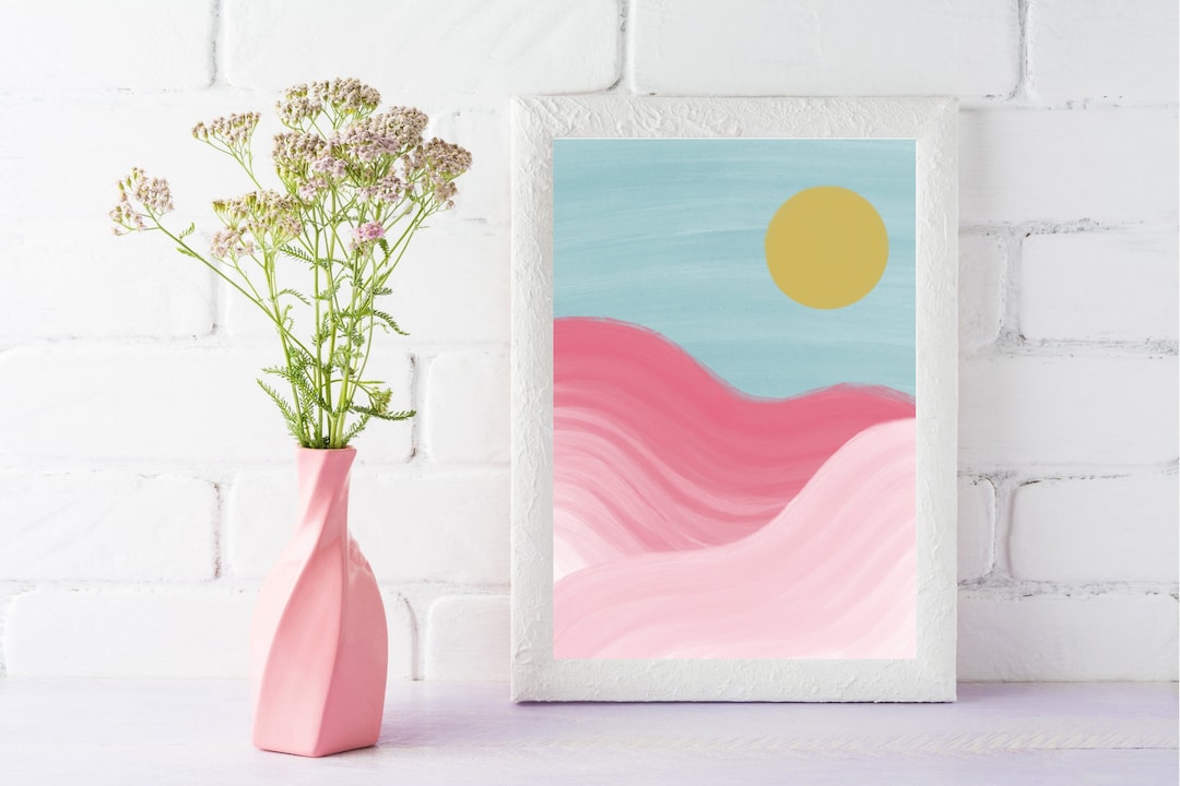 Pink Wave Art Print Digital Download Ocean Wall Art - Etsy
