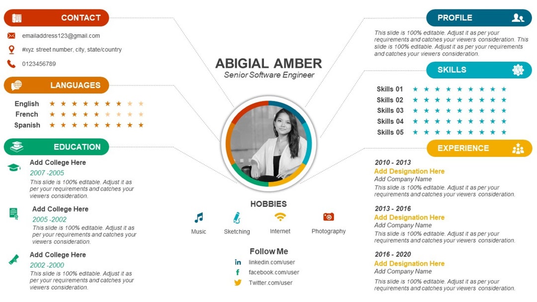 Self Introduction Powerpoint Slide - Etsy