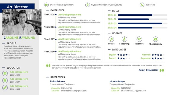 Professional Resume Powerpoint Template - Etsy