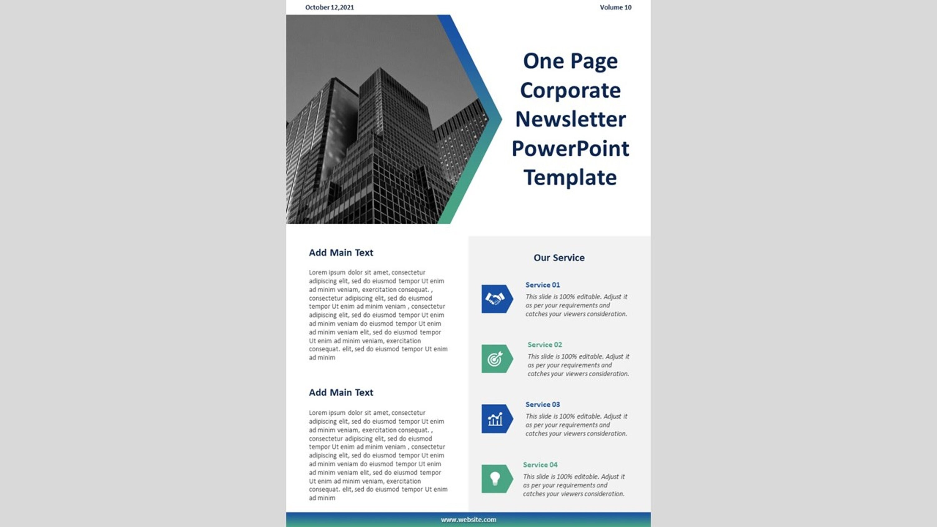 One Page Corporate Newsletter Powerpoint Template - Etsy