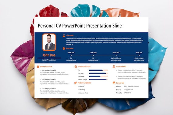 Personal CV Powerpoint Presentation Slide | Etsy