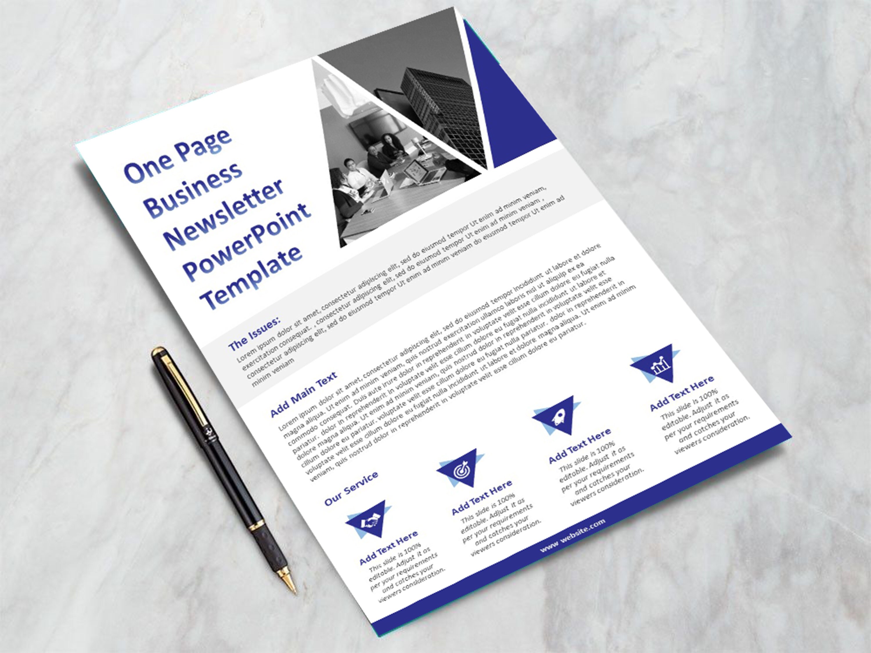 One Page Business Newsletter Powerpoint Template - Etsy