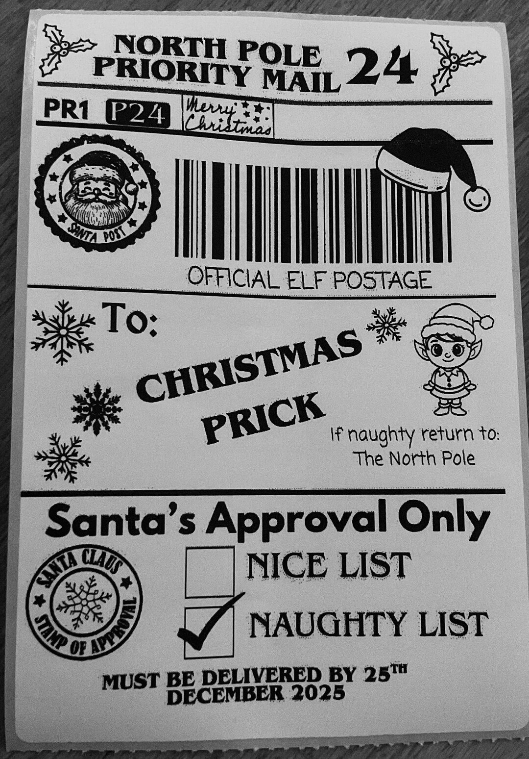 Adult | Rude | Personalised Santa Mail Postage Labels | Naughty or Nice ...