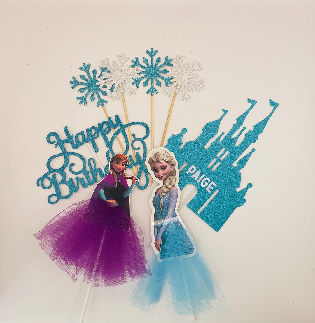 Personalised Elsa and Anna Cake Topper Set: Sparkly Frozen Party ...