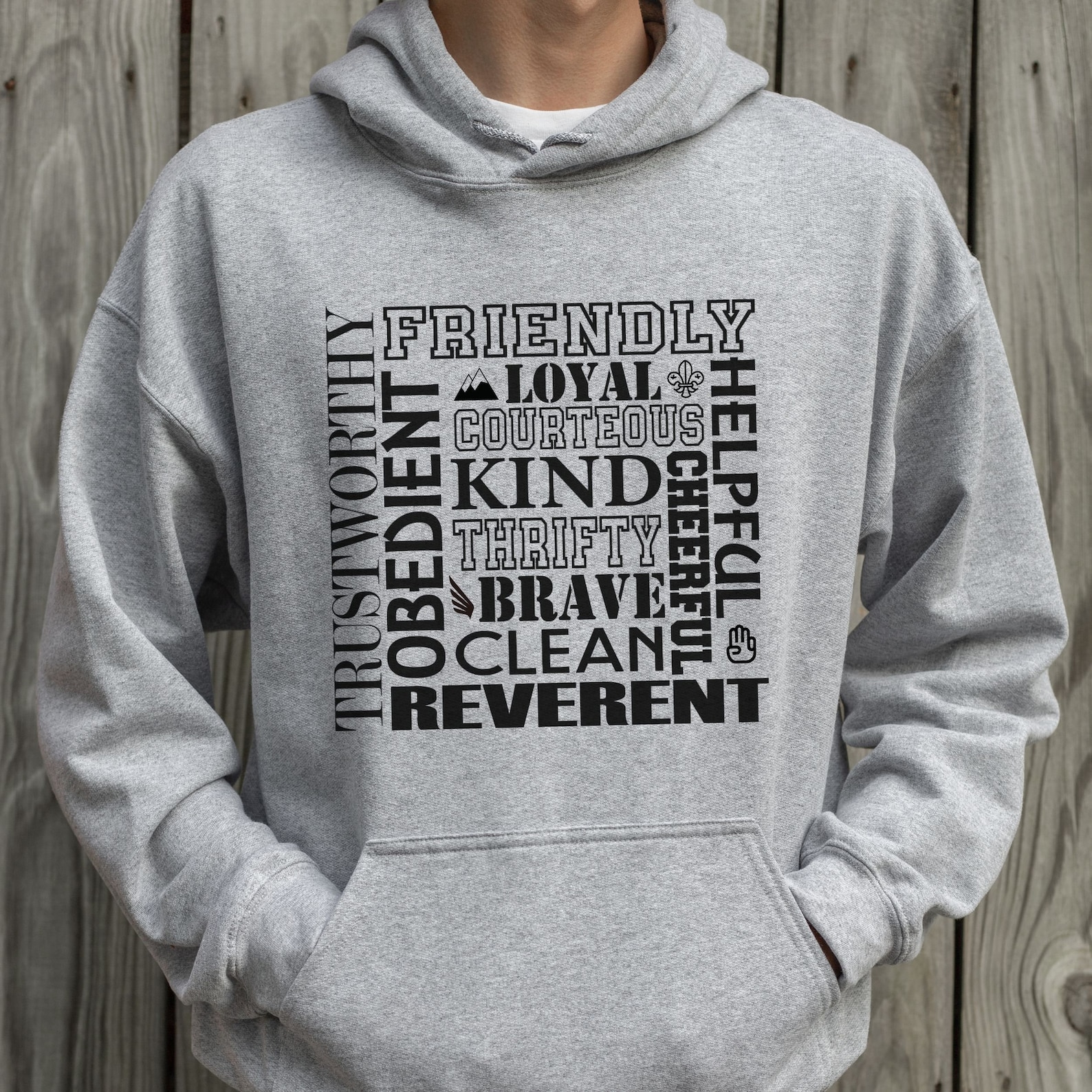 BSA Scout Law Hoodie, Camping Sweatshirt, Class B Hoodie, Scout Law ...