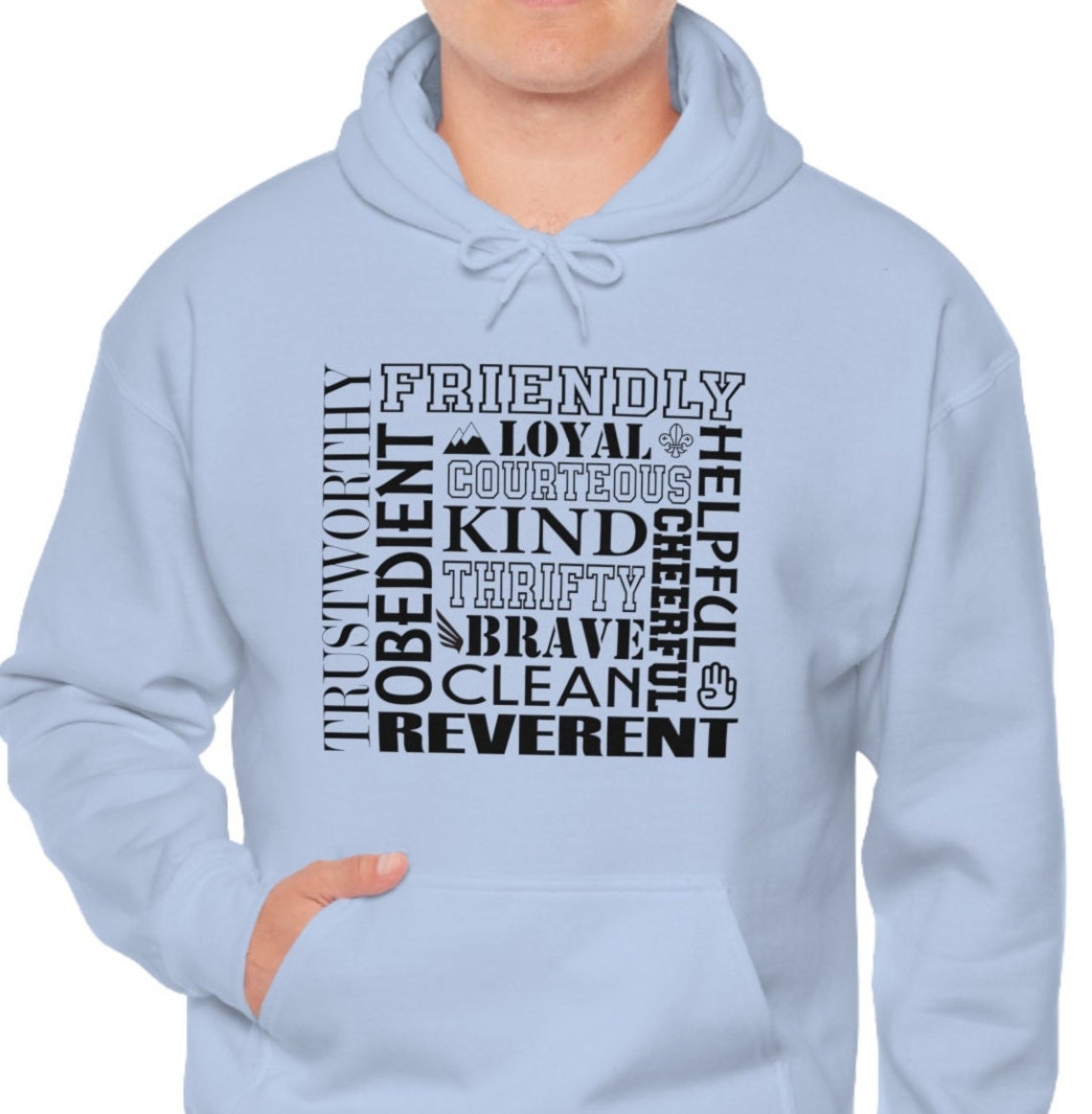 BSA Scout Law Hoodie, Camping Sweatshirt, Class B Hoodie, Scout Law ...