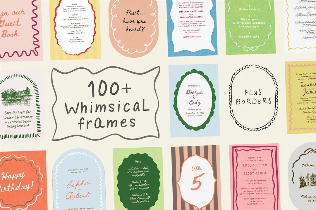 118 Whimsical Hand Drawn Vector Borders and Frames | Clipart Borders ...