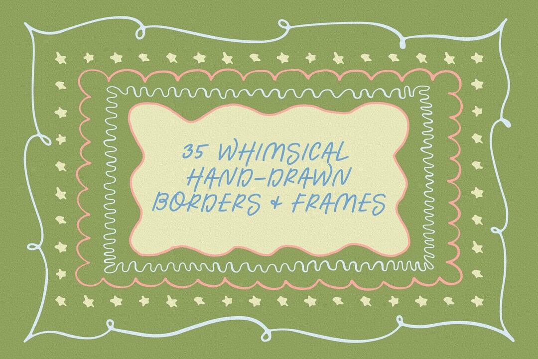 35 Whimsical Hand Drawn Borders and Frames | Clipart Borders | SVG ...