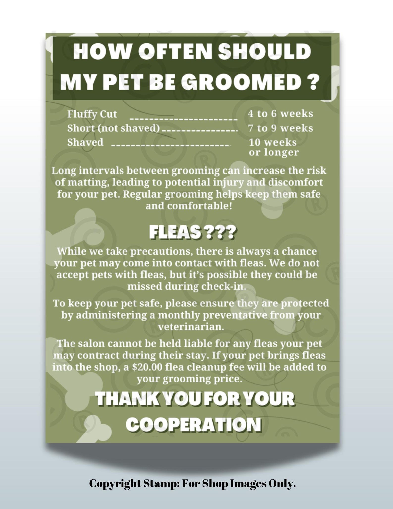 Dog Grooming Salon Policy Posters | Modern | Digital Print | Instant ...
