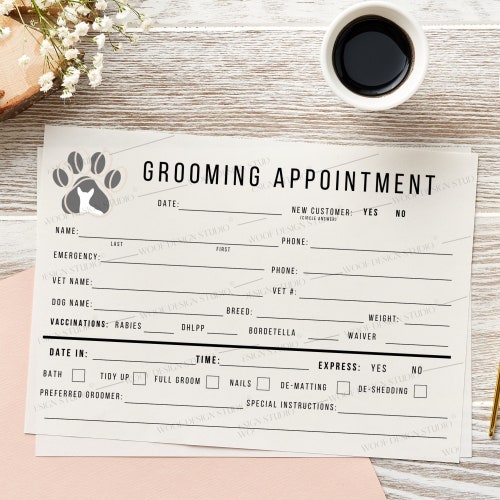 Minimalistic Dog Grooming Dog Log Grooming Notes Instant - Etsy