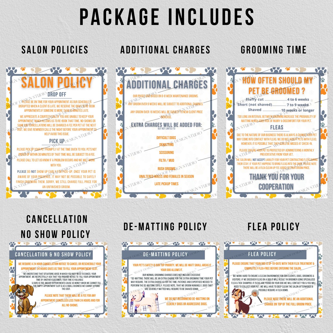 Dog Grooming Salon Policies Package | Liability | Dog Grooming Salon ...