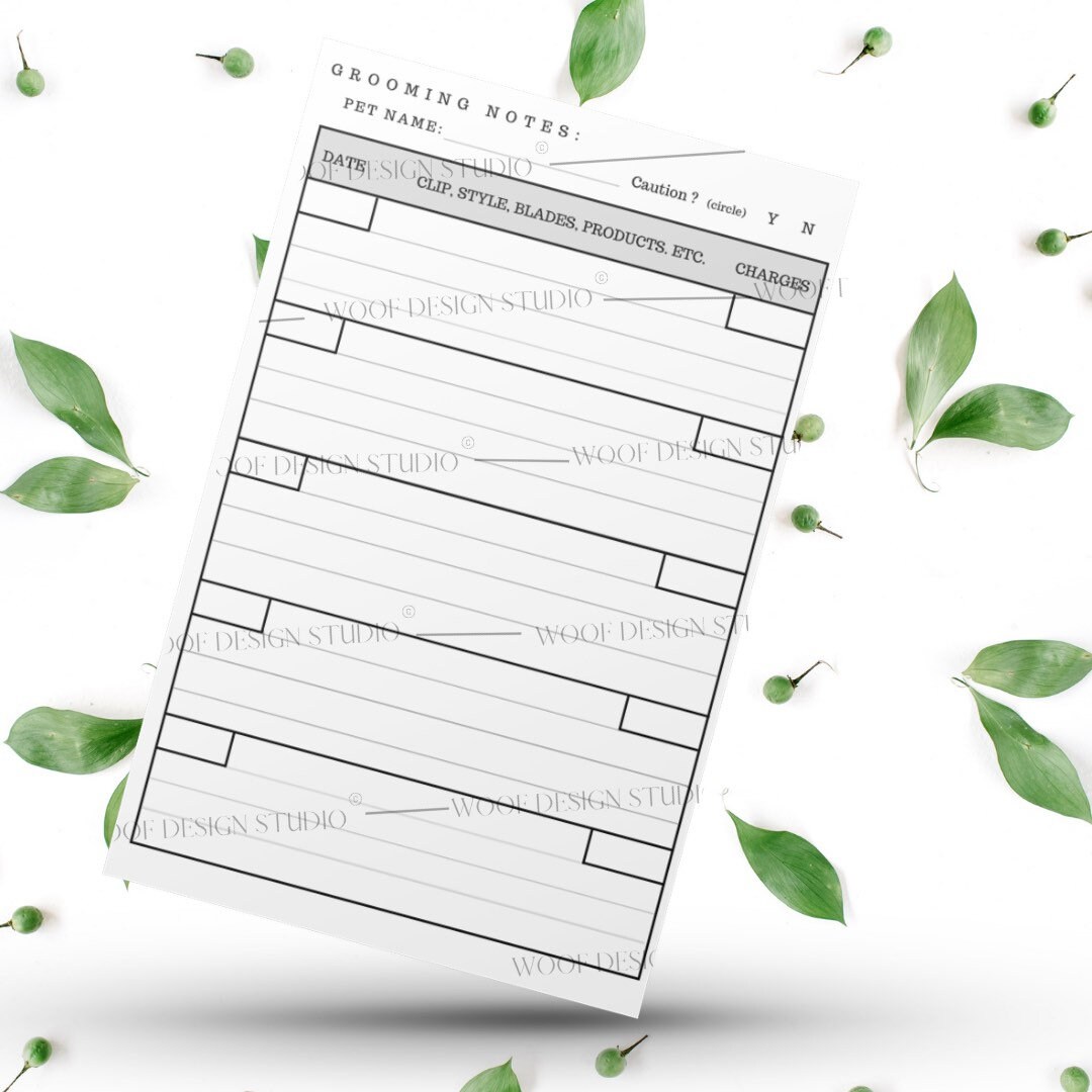 Minimalistic Dog Grooming Notes Instant Print Instant - Etsy