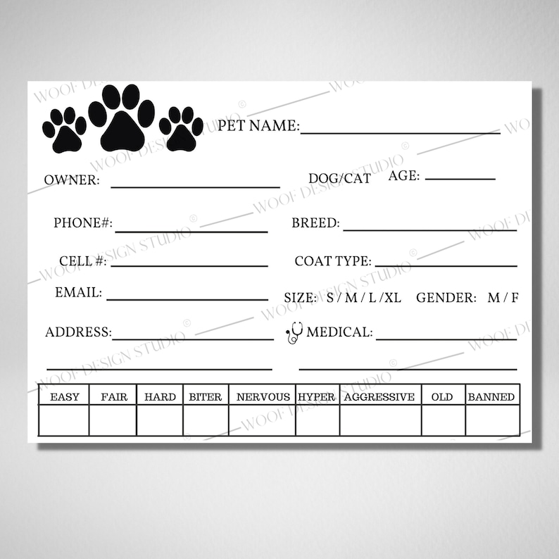 Minimalistic Dog Grooming Dog Log Grooming Notes Instant - Etsy