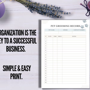 Dog Grooming Record Sheet | Printable Groomer Notes (PDF) - Etsy