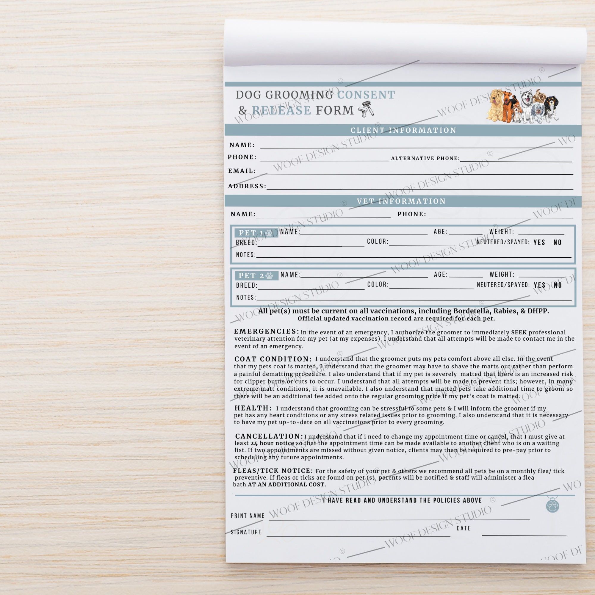 Printable Dog Grooming Release Forms - Printable Forms Free Online Printable Dog Grooming Release Forms - Printable Forms Free Online