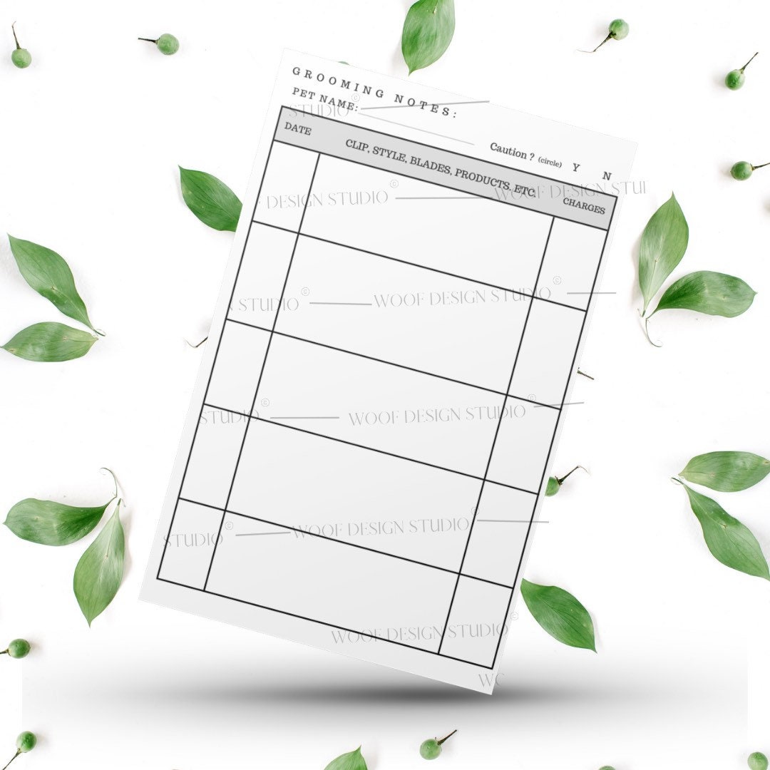Minimalistic Dog Grooming Notes Instant Print Instant - Etsy
