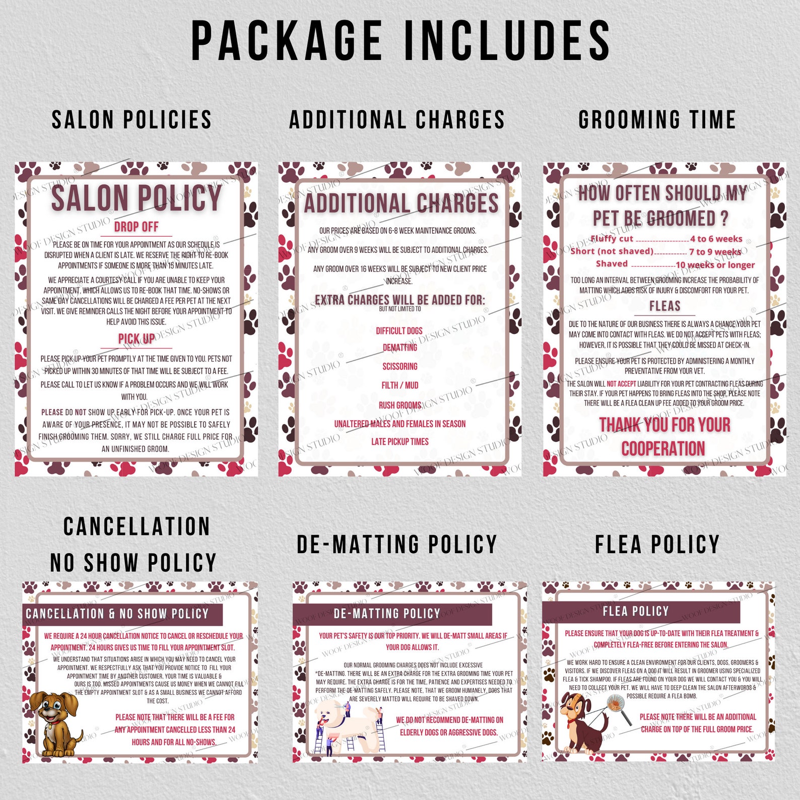 Dog Grooming Salon Policies Package | Liability | Dog Grooming Salon ...