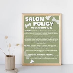 Dog Grooming Salon Policy Posters | Modern | Digital Print | Instant ...