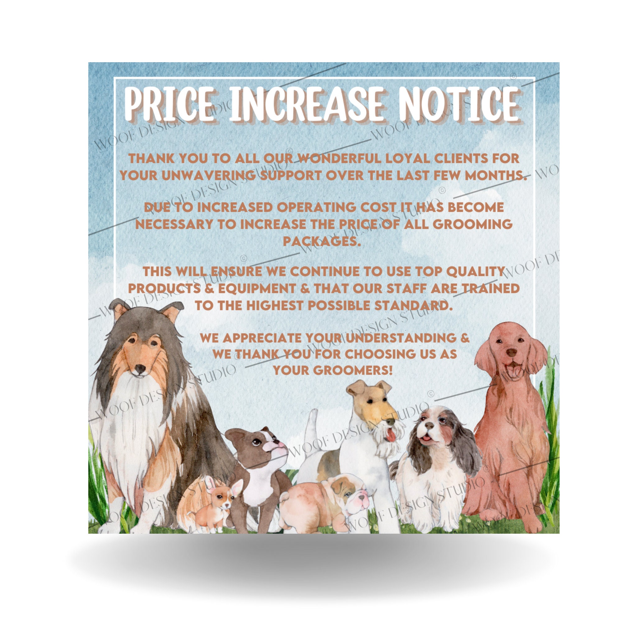 Dog Grooming Price Increase Notice Price Increase Alert Dog Care Dog Grooming Price Increase Notice Price Increase Alert Dog Care