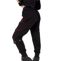 Cyberpunk Techwear Cargo Pants With Blue Straps & Chains, Black Utility ...