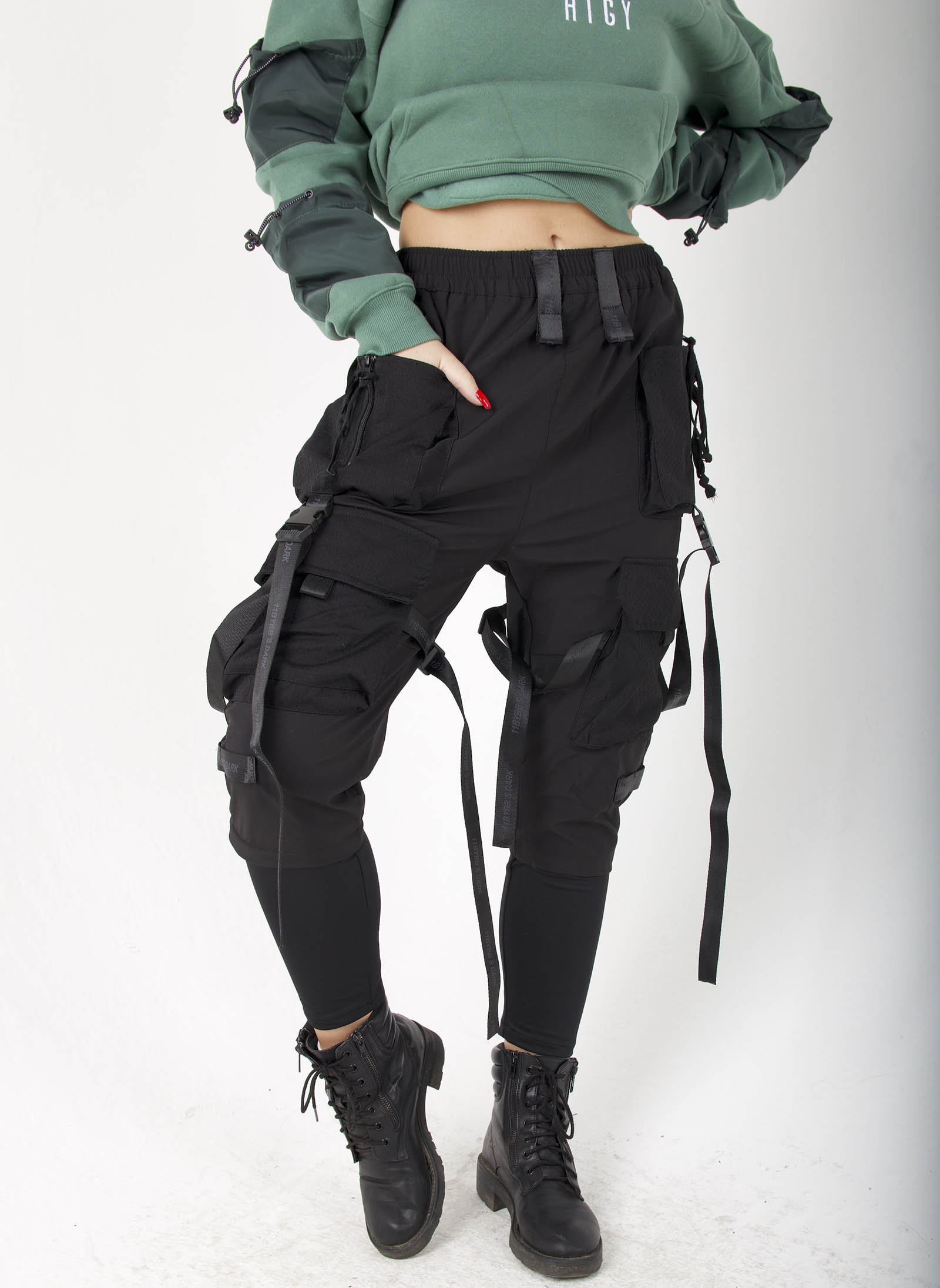 Streetwear Multi-pocket Black Techwear Women's Pants - Etsy