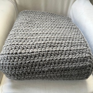 Chunky Crochet Blanket, Throw, Afghan, Grey, Bedding, Handmade Blanket ...