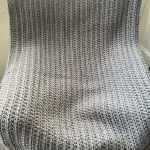 Chunky Crochet Blanket, Throw, Afghan, Grey, Bedding, Handmade Blanket ...