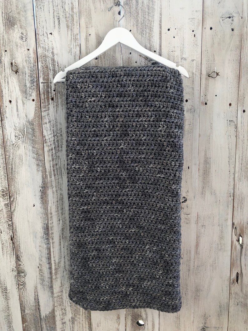 Crochet Blanket, Throw, Large Afghan, Heather Grey, Bedding, Handmade ...