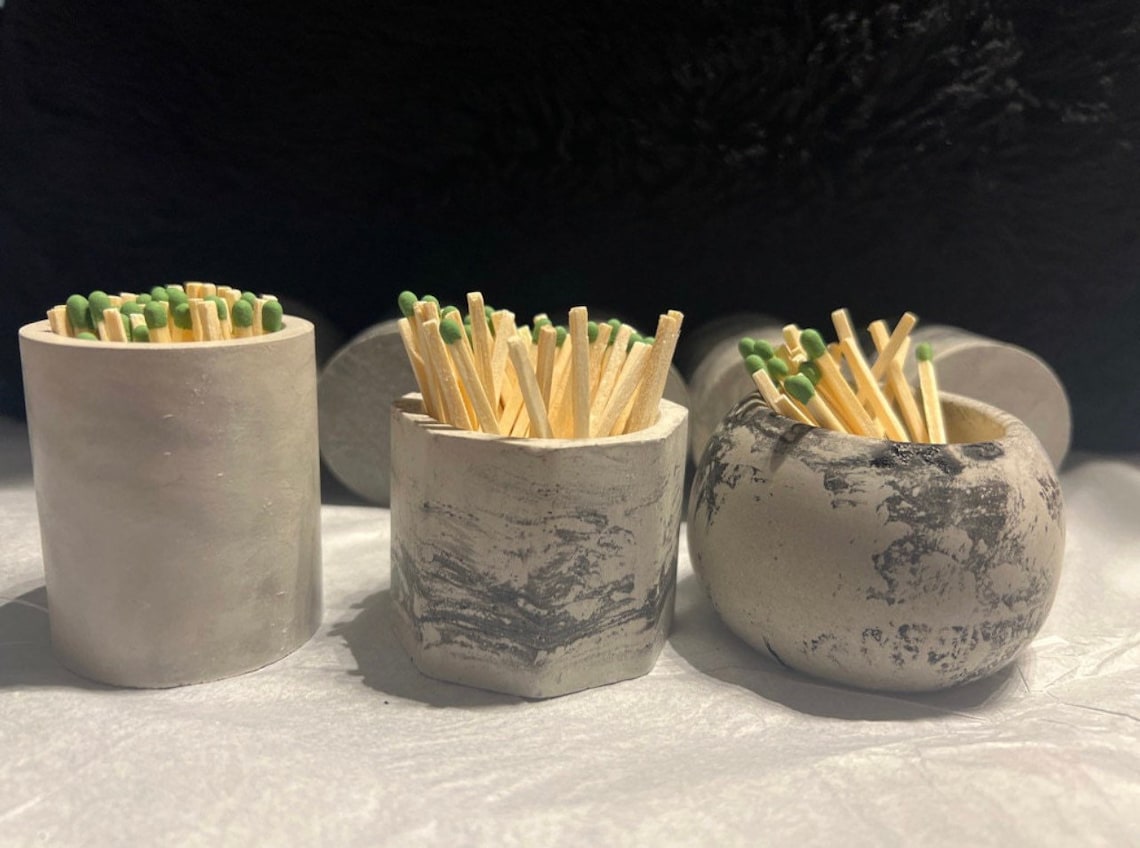 Marbled Concrete Matchstick Holder and Striker One Holder - Etsy
