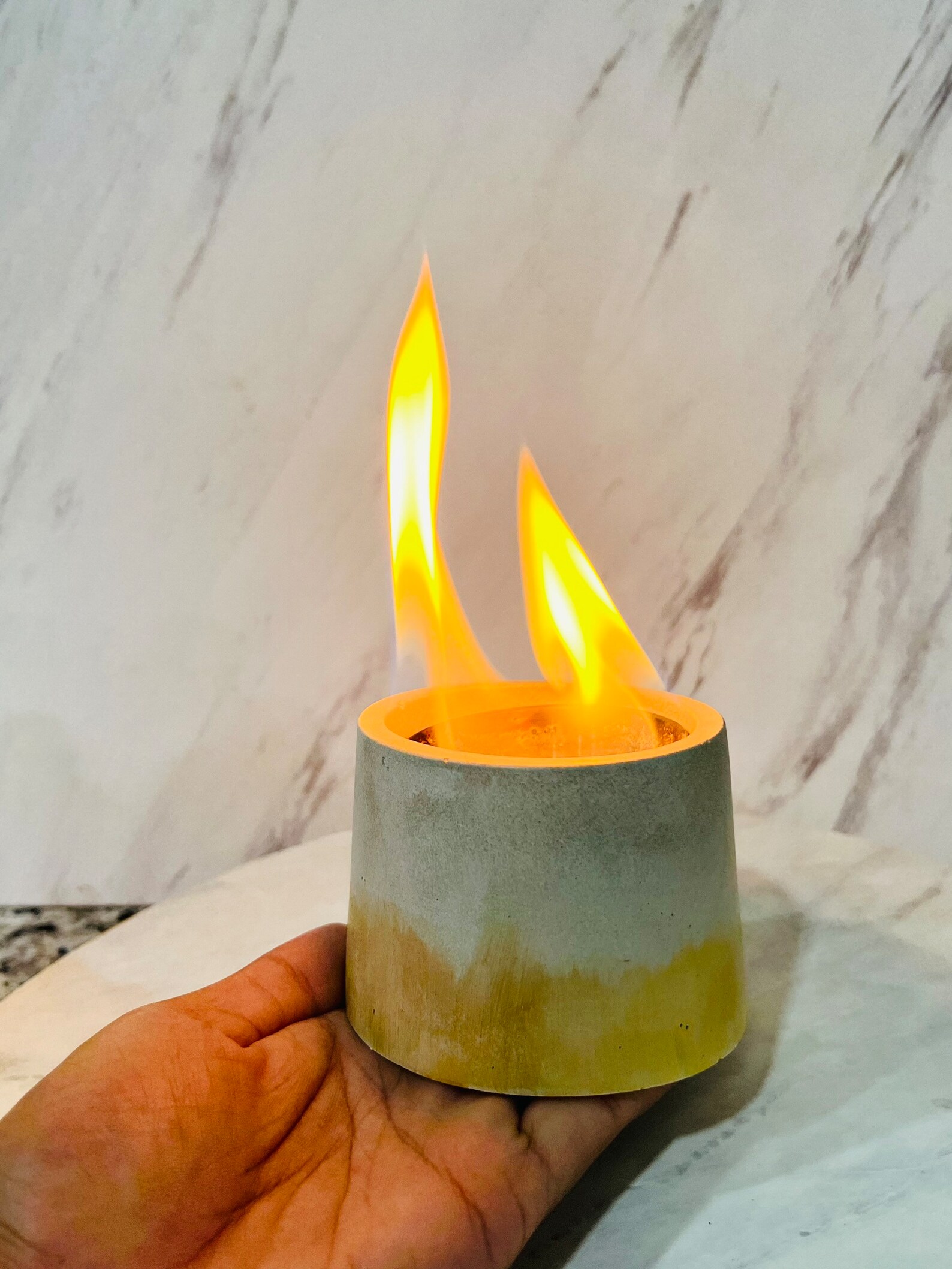 Black or Gold Concrete Tabletop Fire Pit 1 Piece Smores - Etsy