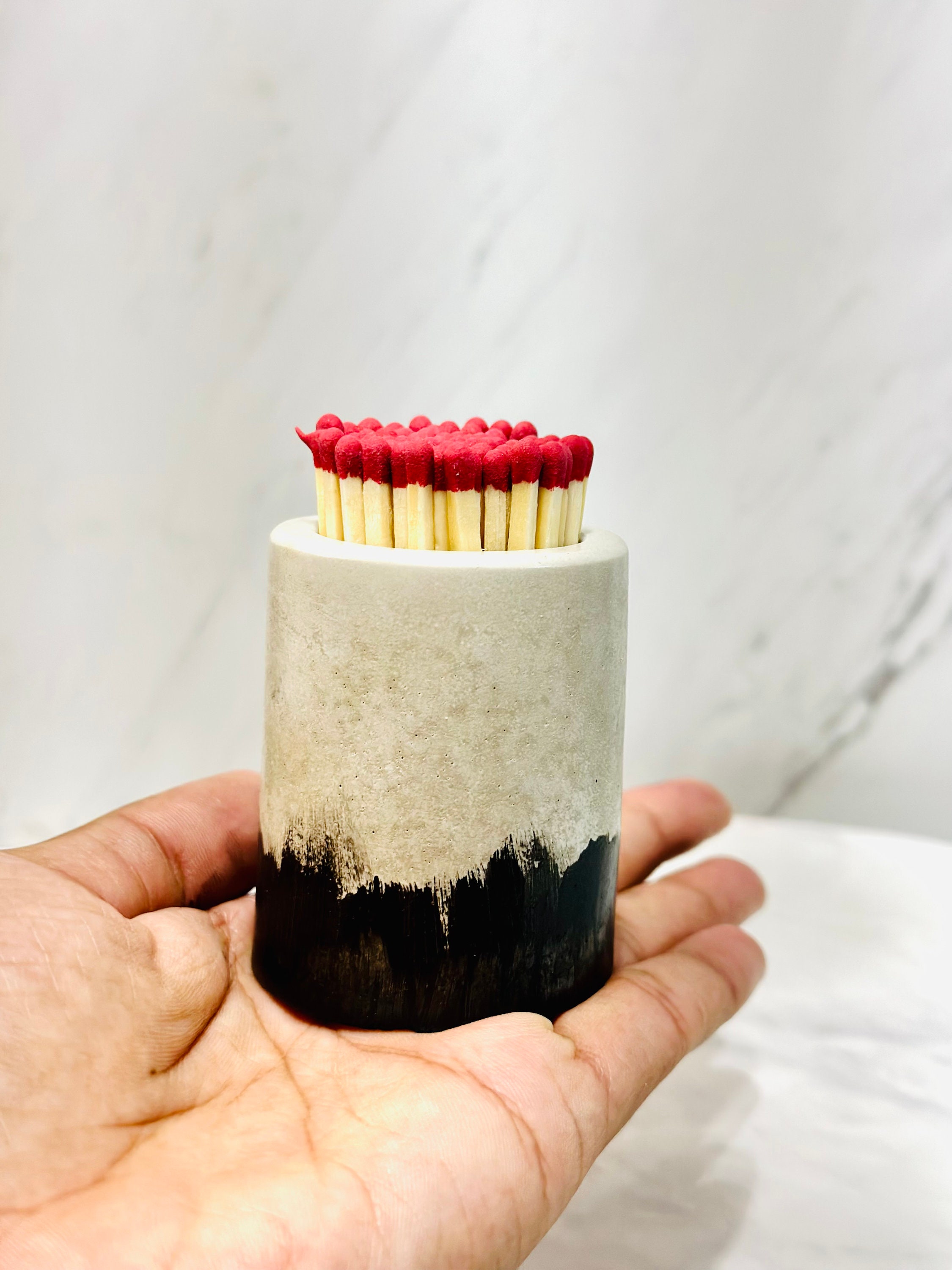 Hand Painted Concrete Matchstick Holder and Striker| One Holder ...