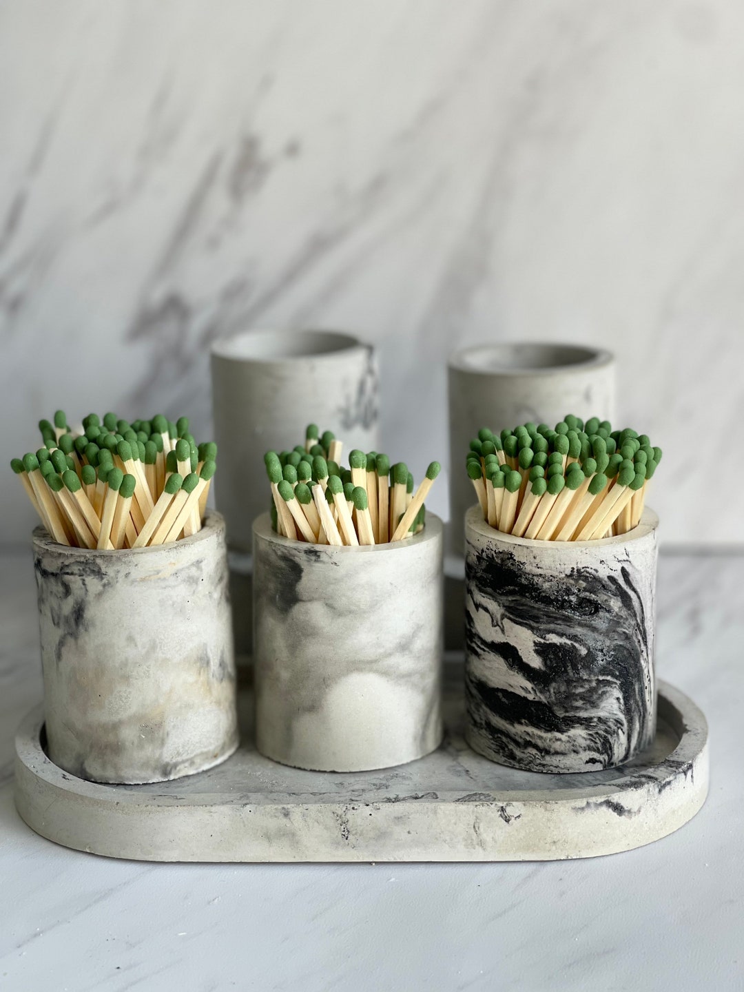 Marbled Concrete Matchstick Holder and Striker| One Holder| Coaster ...