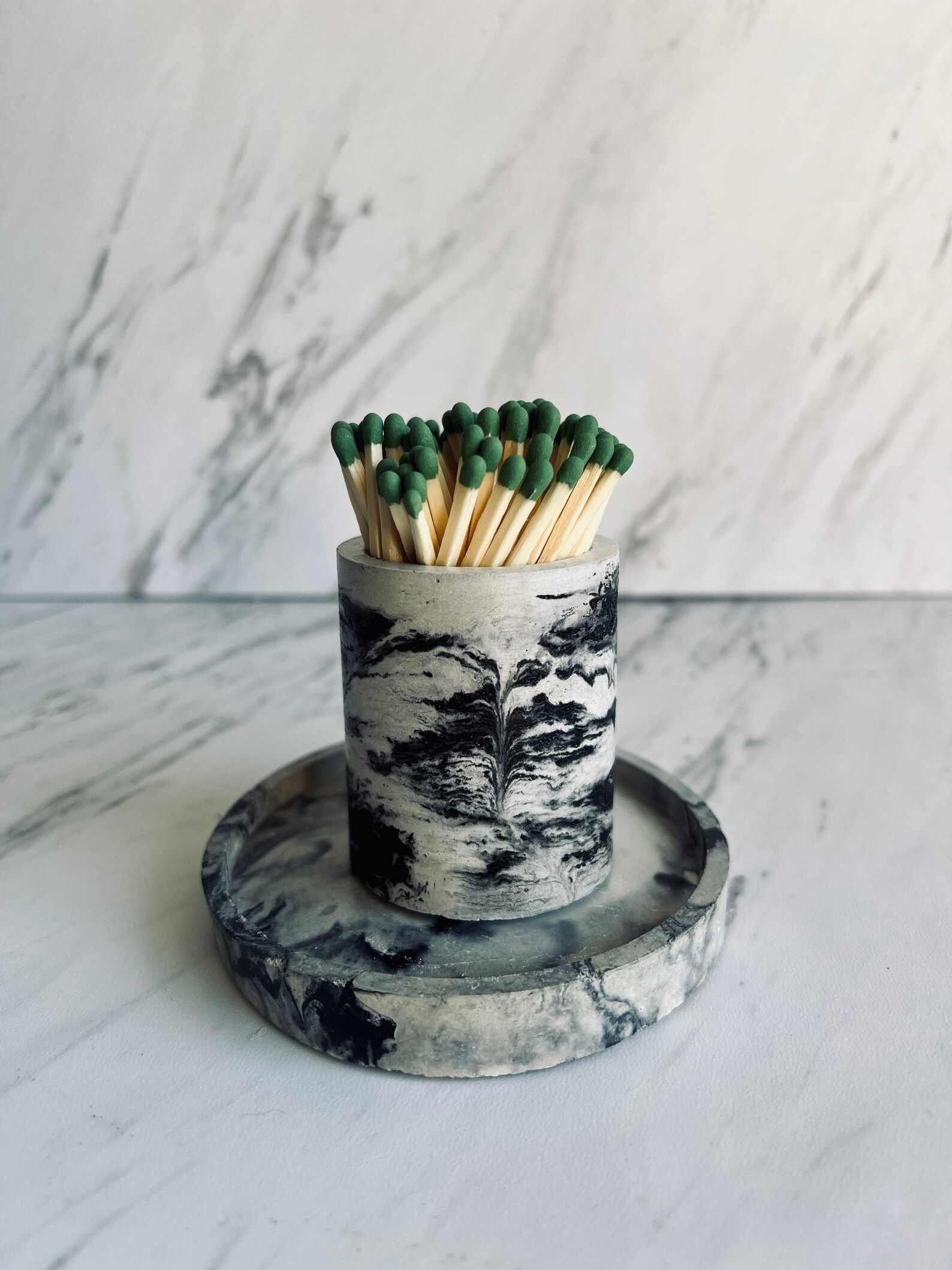 Marbled Concrete Matchstick Holder and Striker| One Holder| Coaster ...