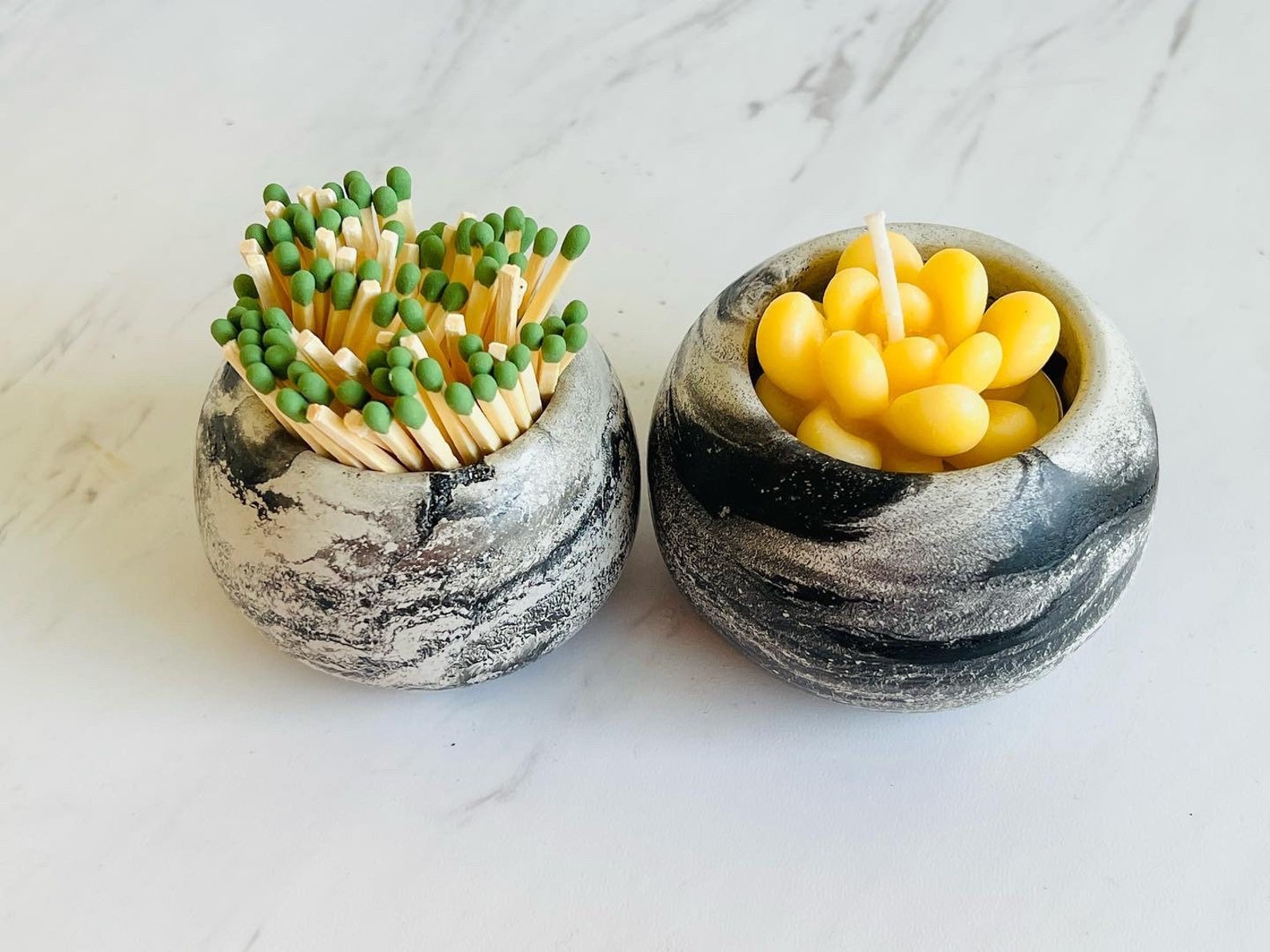 Marbled Concrete Matchstick Holder and Striker| One Holder| Coaster ...