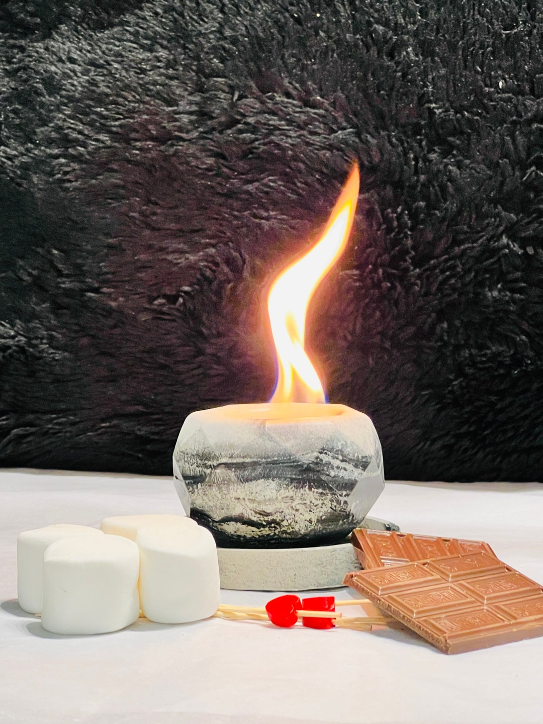 Diamond 1 Pc Tabletop Concrete Orb Fire Pit | Smores Station| Kebab ...