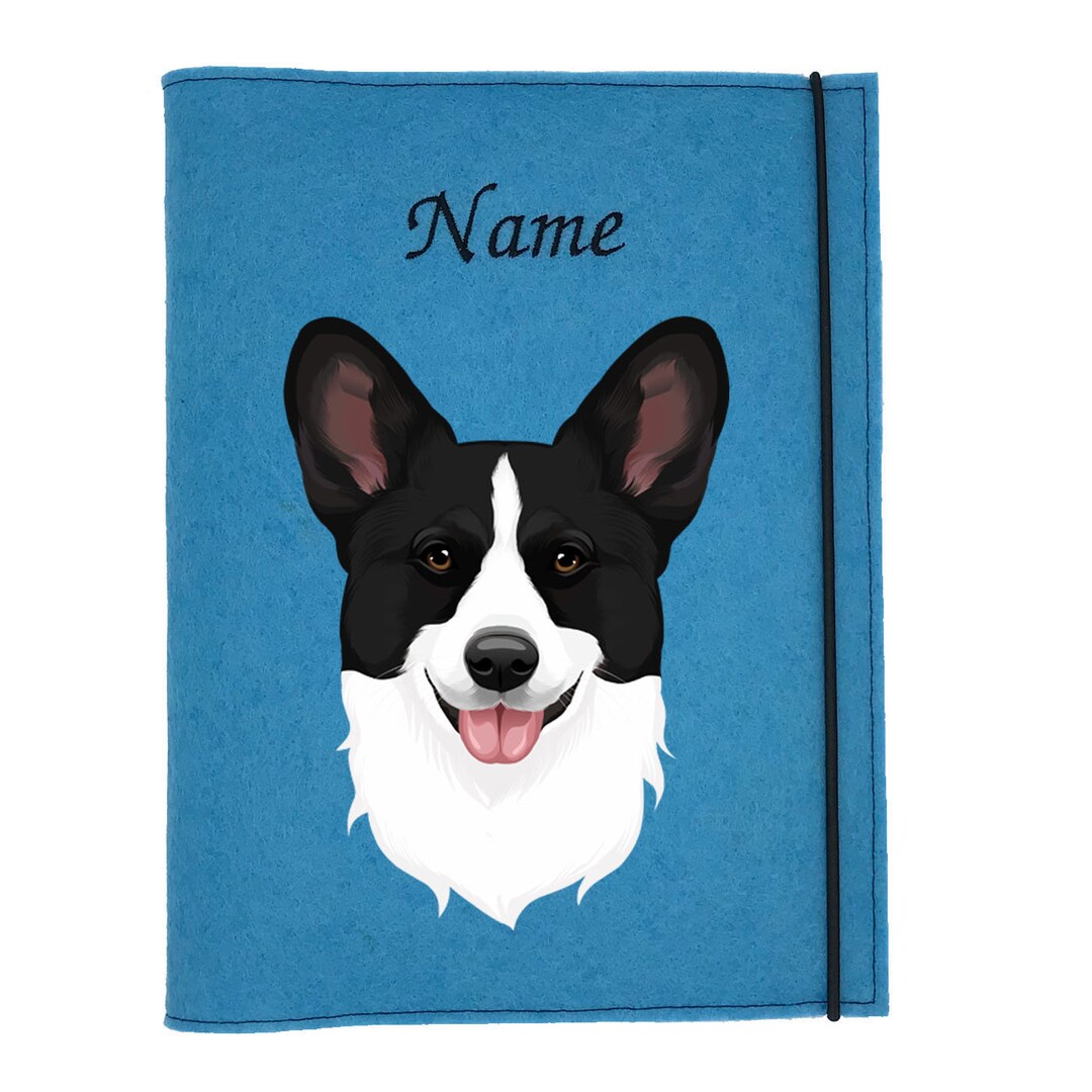 Document Cover Dog Welsh Corgi Black White, Personalized Document ...