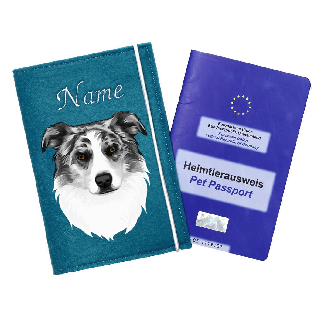 Vaccination Certificate Cover Dog Border Collie Blue Merle, Animal ...