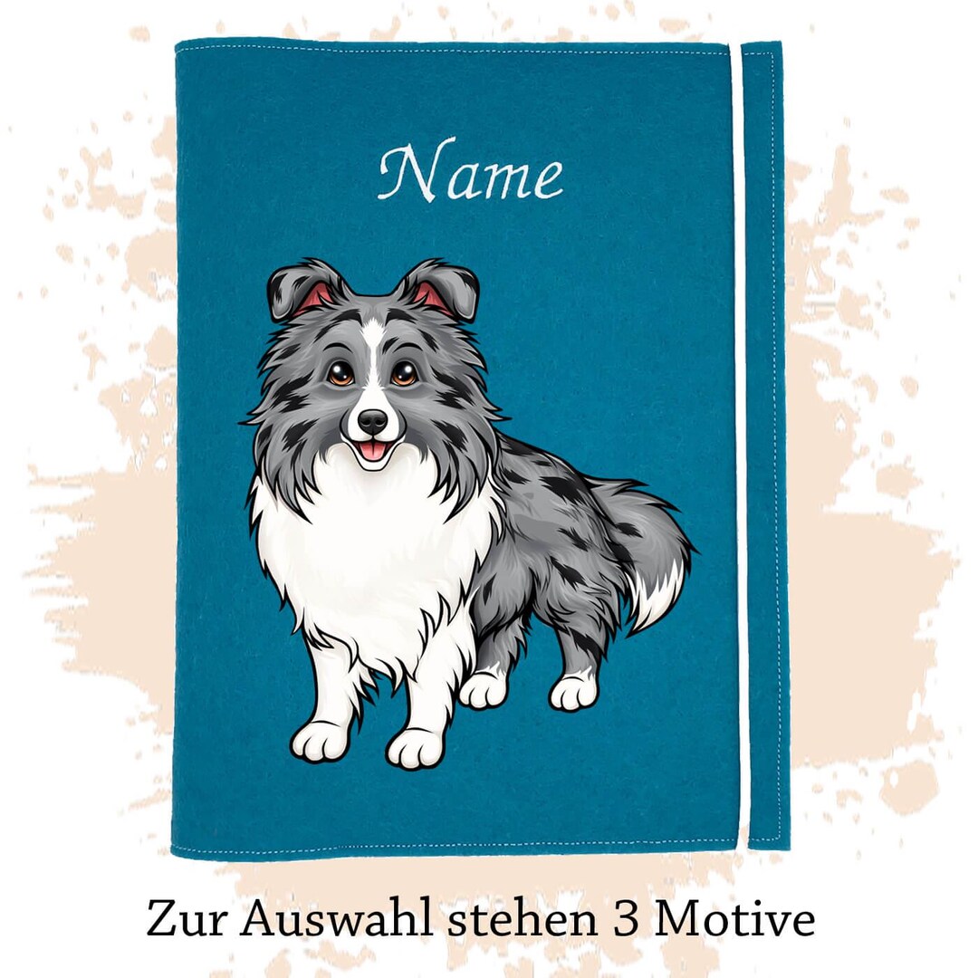 Document Cover Dog Sheltie Bi Blue, Personalized Pet Passport Cover ...