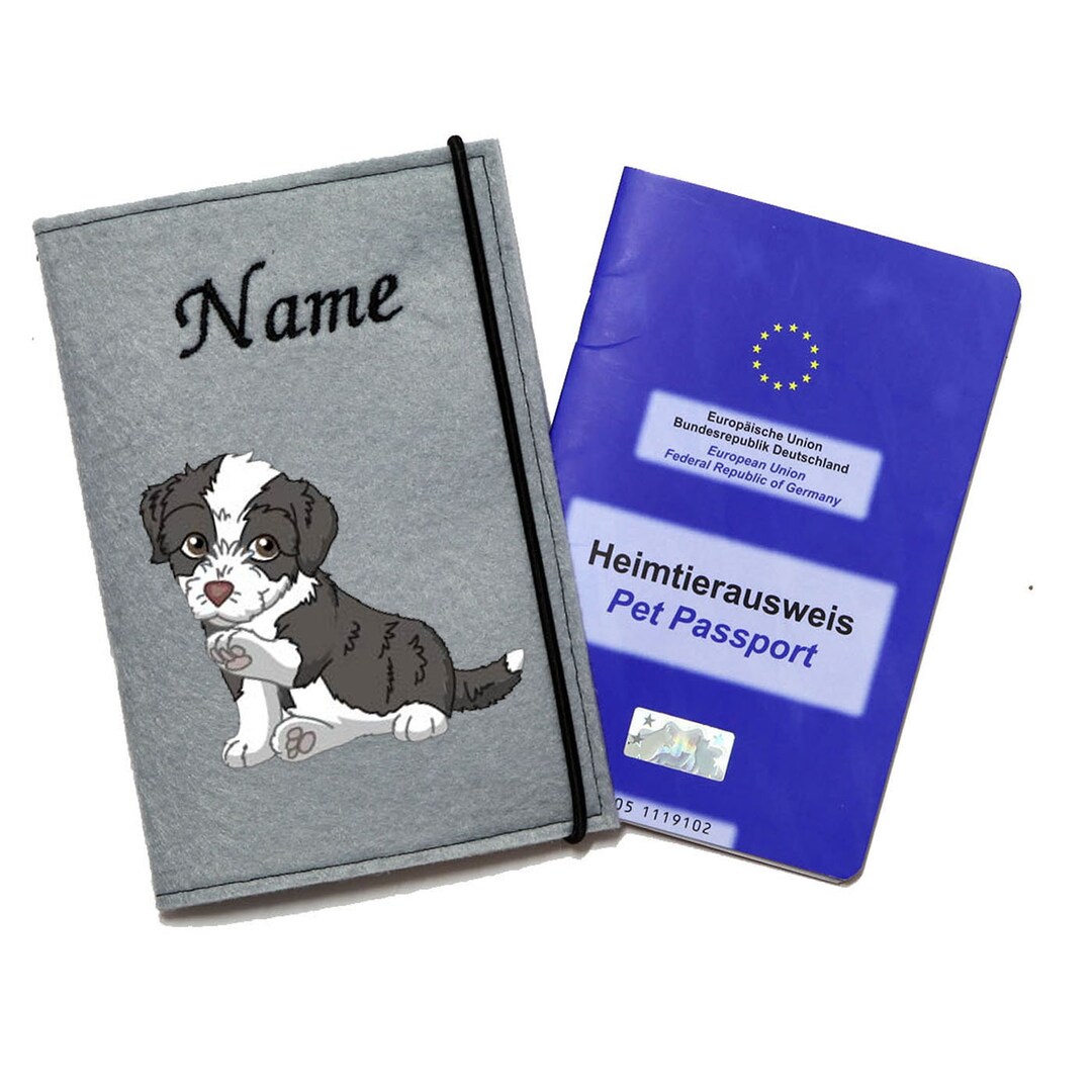Vaccination Passport Cover Dog Bearded Collie, Personalized Vaccination ...