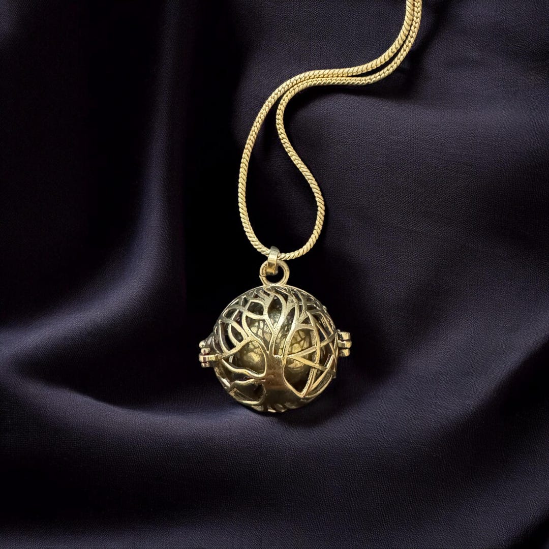 Pregnancy Bola Tree of Life and Gold Star - Brass Bola Pendant ...
