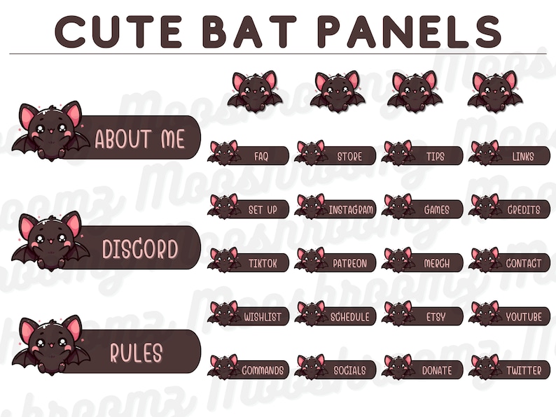 Cute Kawai Bat Twitch Panels for Twitch - Etsy