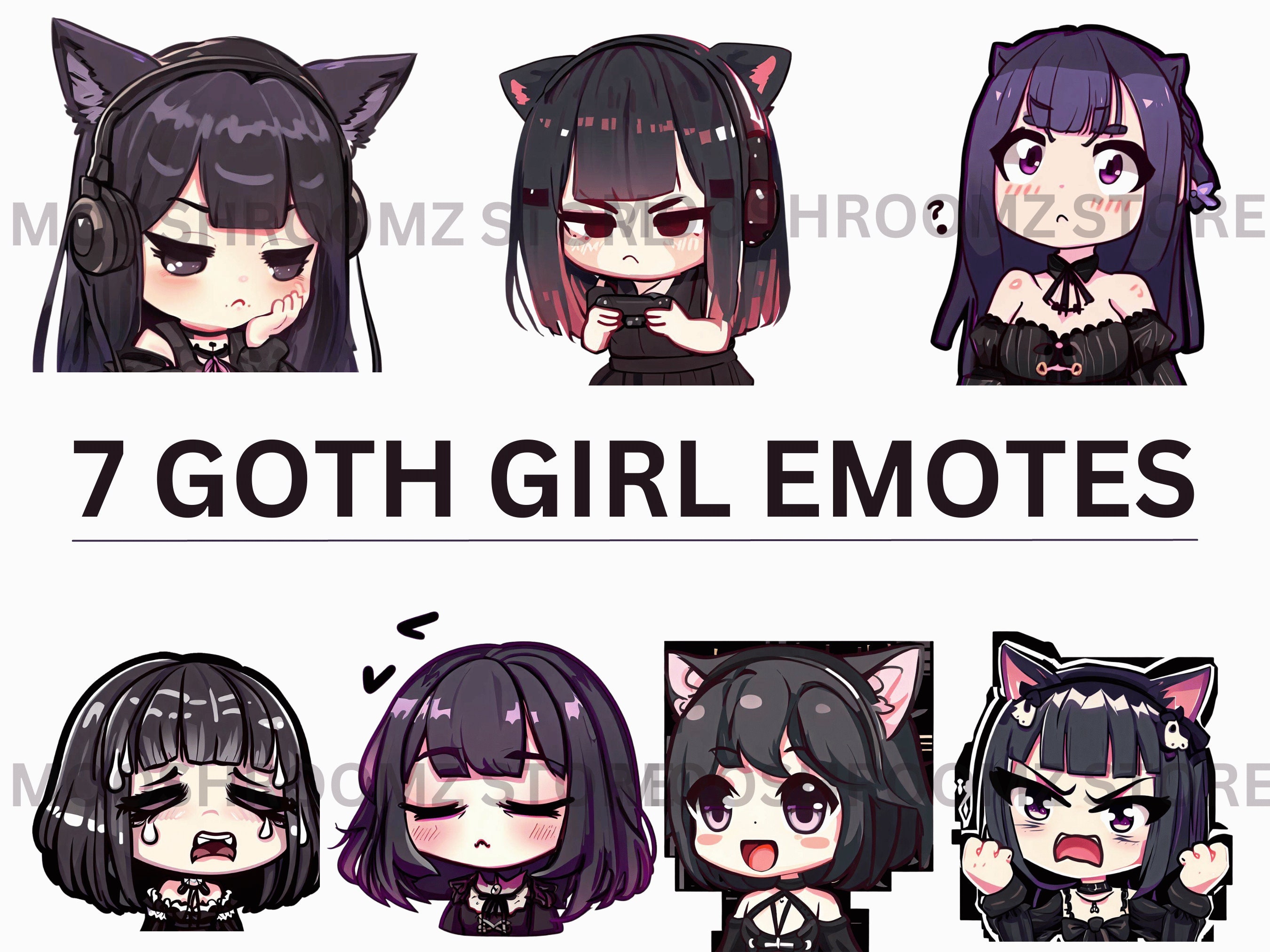 7 Cute Goth Girl Emotes Twitch Discord Youtube - Etsy