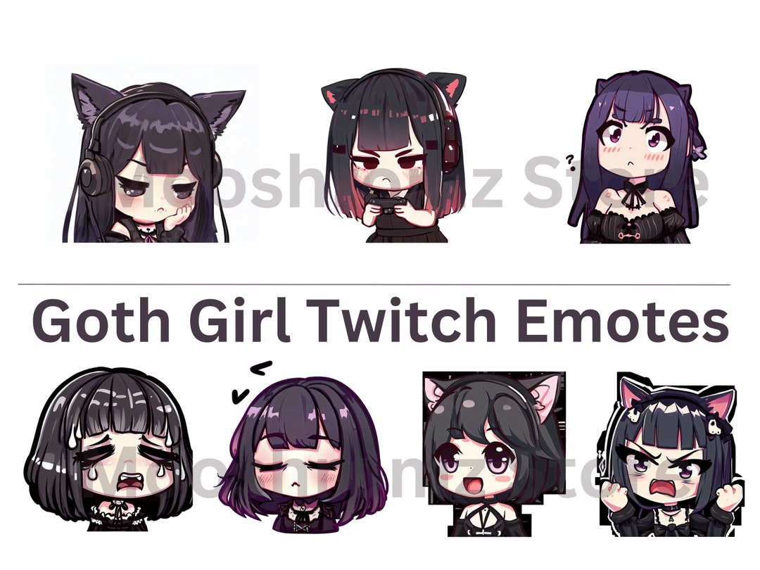 7 Cute Goth Girl Emotes Twitch Discord Youtube - Etsy Canada